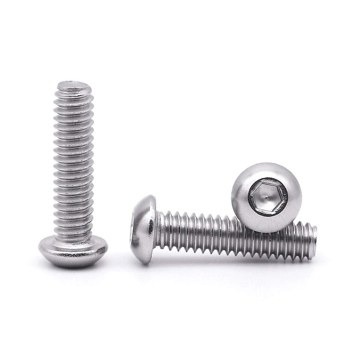 M6-1.0 x 8mm Button Head Socket Cap Bolts Screws, 304 Stainless Steel 18-8, Fully Machine Thread, Bright Finish, 25 PCS