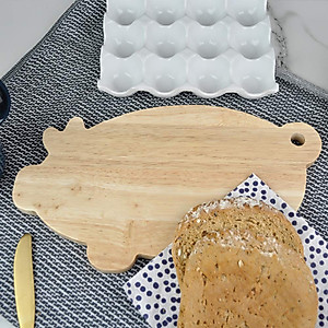 eBuyGB Wooden Pig Breakfast Board, Kitchen Serving Antipasti Platter Tray, Chopping Board, Cutting Charcuterie, Cheeseboard,Brown
