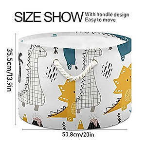 Cute Dinosaur Toy Storage Basket Dinosaur Storage Bin Nursery Storage Containers Waterproof Linning Laundry Basket for Kids Room Bathroom