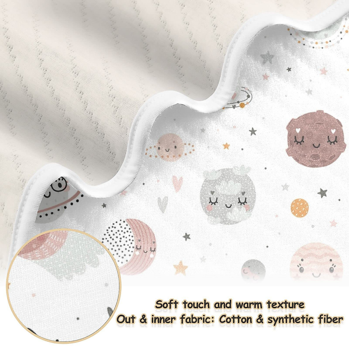 Galaxy Space Planets Cotton Baby Blanket 30" x 40" Warm Soft Breathable Muslin Swaddle Blankets for Toddler Boys Girls Nursery Receiving Wraps