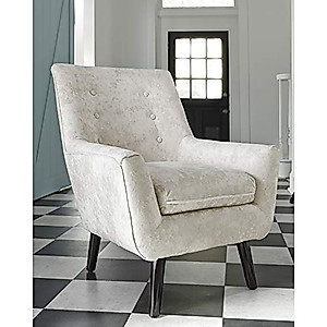 Signature Design by Ashley Zossen Contemporary Velvet Tufted Accent Chair, Cream