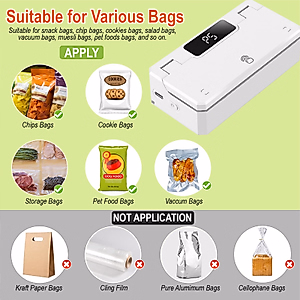 Mini Bag Sealer,4 In 1 USB Rechargeable Bag Sealer And Cutter, 5 Seal Time Modes & 3.8in Heating Strip, with 3000mAh Battery Chip Bag Sealer, Portable Bag Resealer For Chip Bags, Plastic Bags(white)