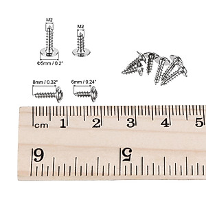 uxcell 2x8mm Self Tapping Screws Phillips Pan Head with Washer Screw 304 Stainless Steel Fasteners Bolts 50Pcs 2x6mm 50Pcs