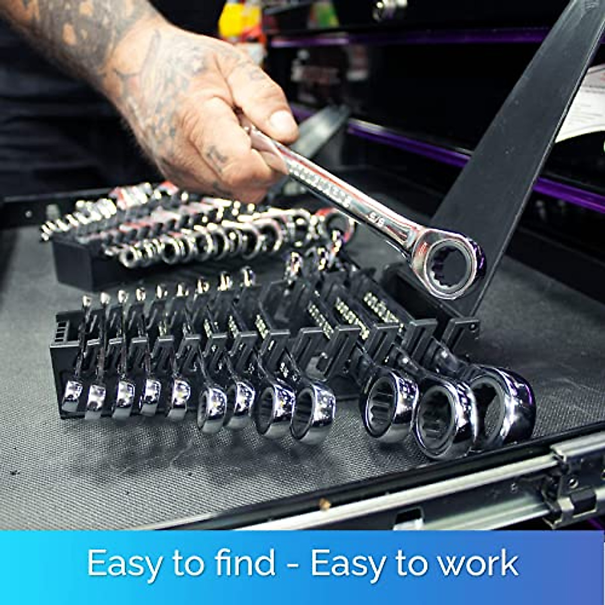 TOOLGUARDS Ratcheting Wrench Set 26 Pieces INCH/MM slim profile with Rack Organizer - Wrenches - 100% Lifetime Satisfaction Guarantee