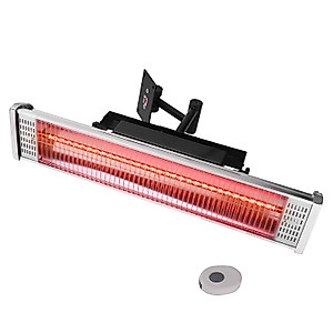 Star Patio Electric Patio Heater, Outdoor Heater with Remote and Touch Switch, 700W/800W/1500W Infrared Ceiling Heater with Black Finish, STP1520-FHC-RMLED N1