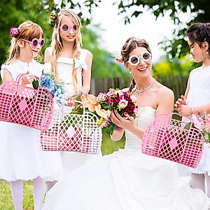 FIONUPI 24 Pcs Jelly Bags with Sunglasses for Women Wedding Jelly Purse Beach Bags Plastic Jelly Basket Flower Glasses for Bridal Wedding Party Gift