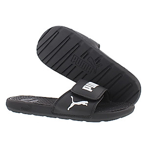 PUMA Women's Cool Cat Hook and Loop Slide Sandal, Black/White, 10 M US