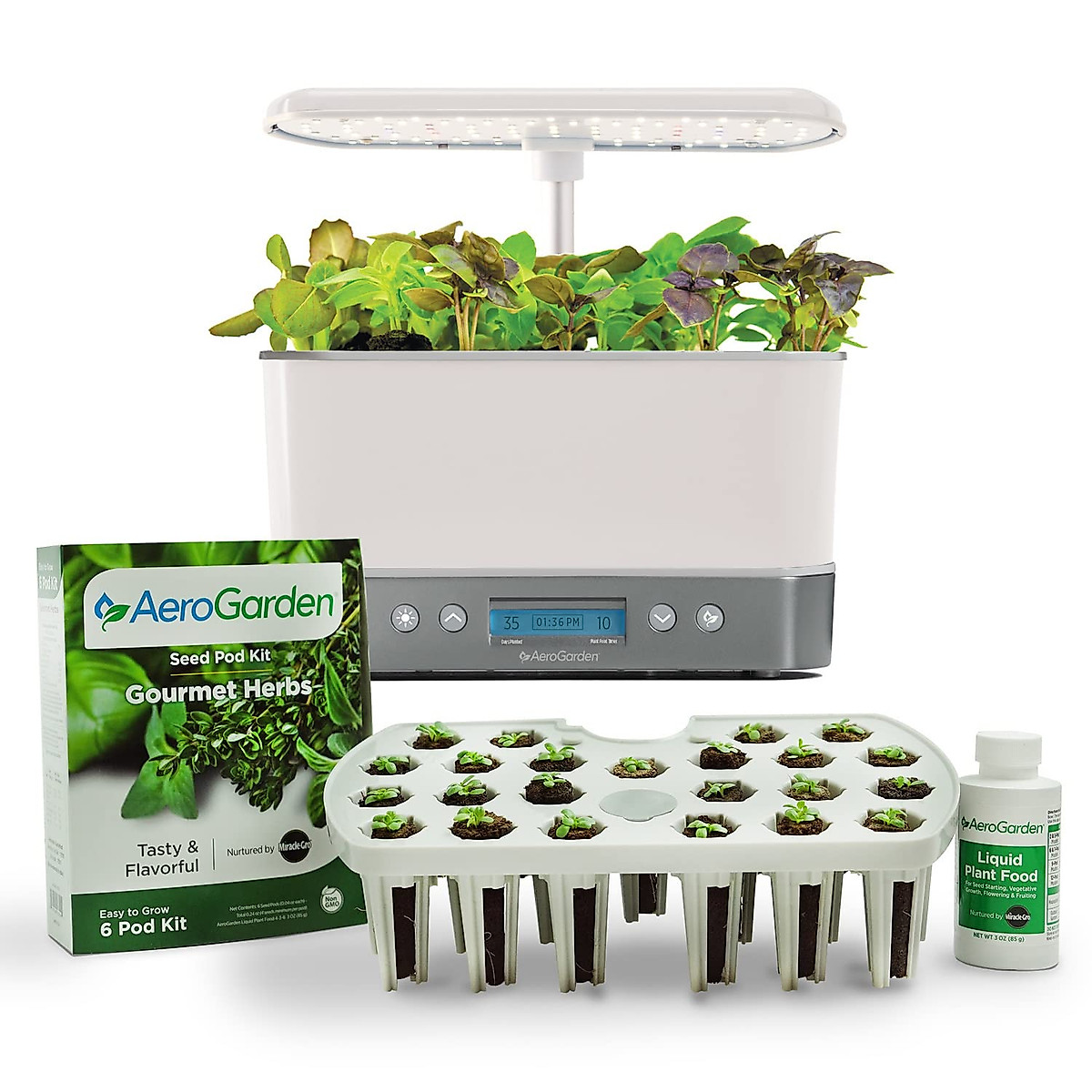 AeroGarden Harvest Elite Indoor Garden Hydroponic System with LED Grow Light and Herb Kit + AeroGarden Grow Anything Seed Pod Kit