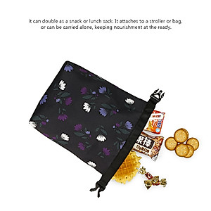 MOV COMPRA Insulated Snack Bag- Women Reusable Sandwich & Snack Bags, Leakproof Food Storage Small Lunch Bag For Picnic,Work(Small，Purple Flower
