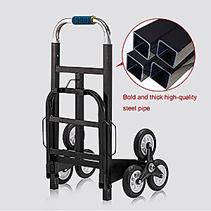 Generic Hand Trucks Heavy-Duty Steel Stair Climbing Cart, Folding Hand Truck, Multifunctional Trolley, 6-Wheel Solid Rubber Wheel Transport Cart, 100kg Load Capacity