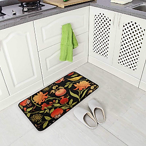 susiyo Kitchen Mat Exotic Flowers Birds Fruits Kitchen Rug Mat Anti-Fatigue Comfort Floor Mat Non Slip Oil Stain Resistant Easy to Clean Kitchen Rug Bath Rug Carpet for Indoor Outdoor Doormat