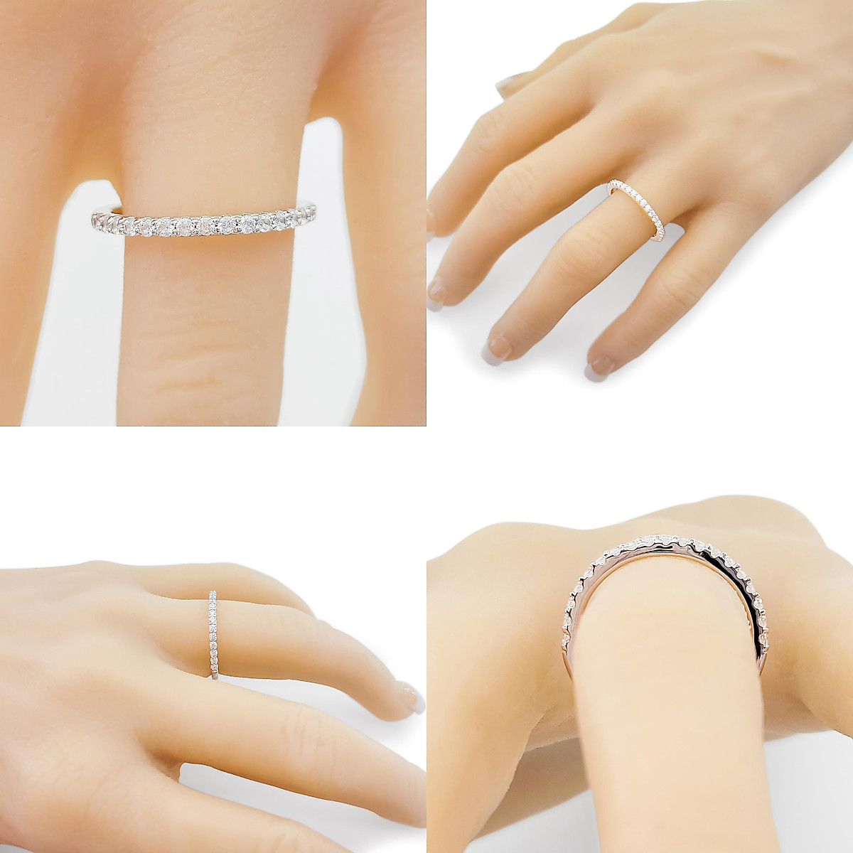 NANA Jewels Womens Pure Brilliance Zirconia Wedding Band CZ Ring - Platinum Plated Silver, Size 7