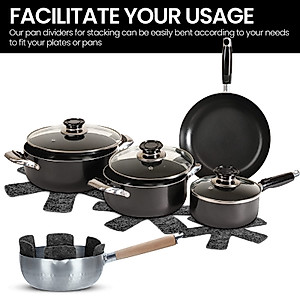 40 Pcs Pot and Pan Protectors, 5 Different Sizes Cookware Protector Pot Dividers Stacking Separators Pads for Protecting and Separating Pots and Pans, Gray