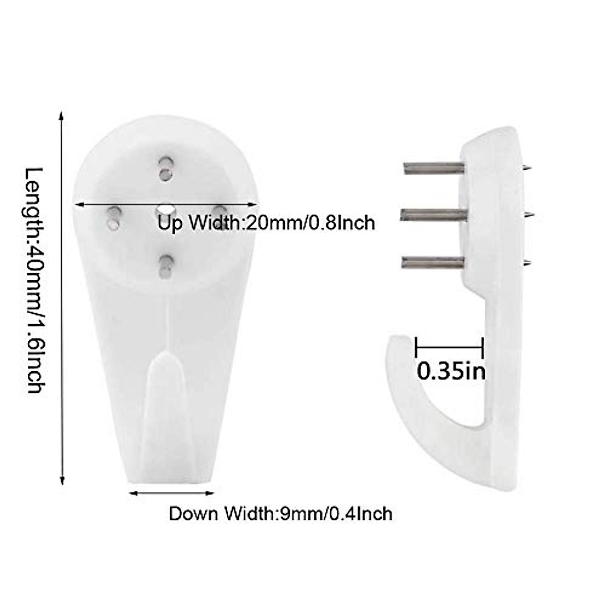 NARAMAX 20PCS White Non-Trace Wall Picture Hook Plastic Powerful Concrete Hard Wall Drywall Picture Hooks Frame Wedding Photos Mirror Wall Studs Hardwall Painting Hangers (M Size)