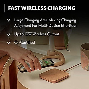 Courant Catch:1 Essentials - Belgian Linen Wireless Charging Pad - Qi-Certified - Compatible with iPhone 14, 13, 12, 11, X, SE, Samsung Galaxy S23, S22, S21, S20, Note, AirPods, AirPods Pro (Natural)