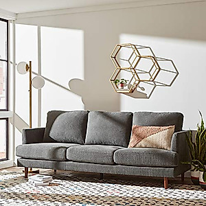 Amazon Brand – Rivet Modern Hexagon Honeycomb Floating Wall Shelf Unit with Glass Shelves - 28" x 28" x 6", Gold