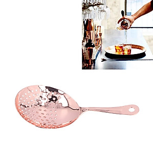 Julep Strainer, Stainless Steel Bar Strainer Cocktail Strainer Spoon for Home Bar, 6.9 x 2.9in(Rose Gold)