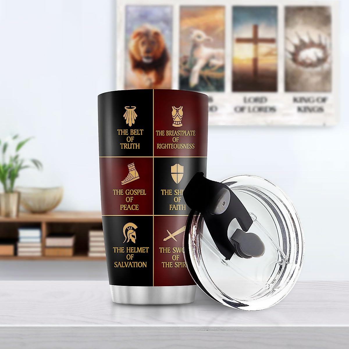 Christian Gifts for Men, Women - Religious Gifts Ideas - Fathers Day, Christmas Gifts, Birthday Gifts For Men - Jesus Gifts - Christian Coffee Mug - Armor Of God Stainless Steel Tumbler (20OZ)