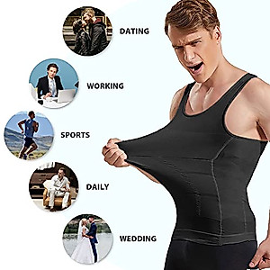 Aptoco Compression Shirts for Men,3 Pack Sleeveless Undershirt Body Shaper Vest Tank Top Mens Gynecomastia