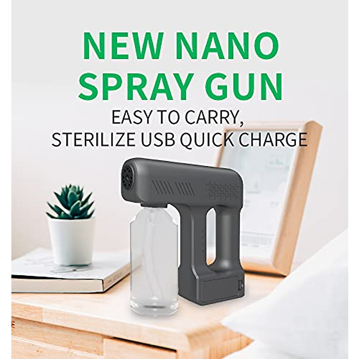 TONHOKJ Steam Gun, Handheld Rechargeable Nano Atomizer 17oz Large Capacity ULV Electric Sprayer Fogger for Home, Office, School or Garden (White)