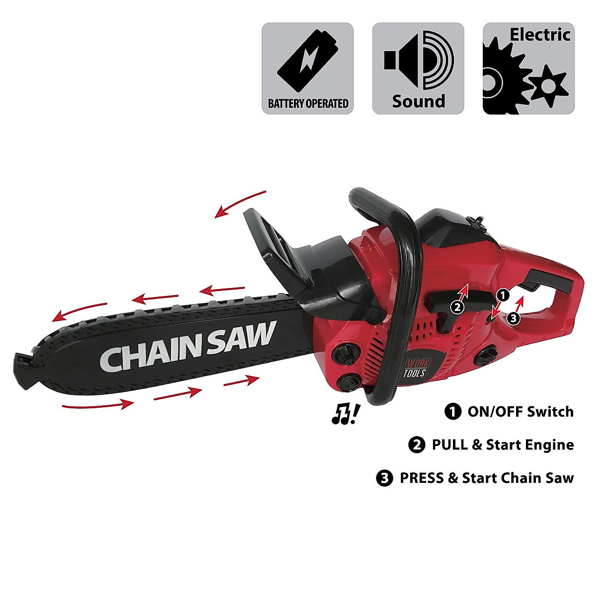 The Bubble Factory Electric Toy Chain Saw with moveable Blade and Sound Effect