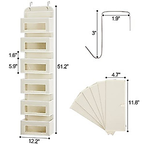 YOUDENOVA Over Door Organizer, 6-Shelf Nursery Hanging Organizers for Baby Essential, Closet Door Organizer for Dorm, Beige