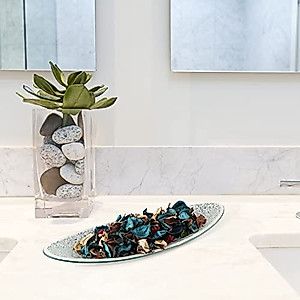 MDLUU Mosaic Centerpiece Tray, Decorative Glass Plate, Home Decor Glass Bowl for Orbs, Candles, Potpourri (Silver)