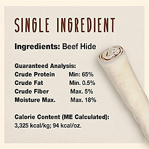 Cadet Premium Grade Beef Hide Retriever Rolls for Dogs 20 Pack, 5 Pounds