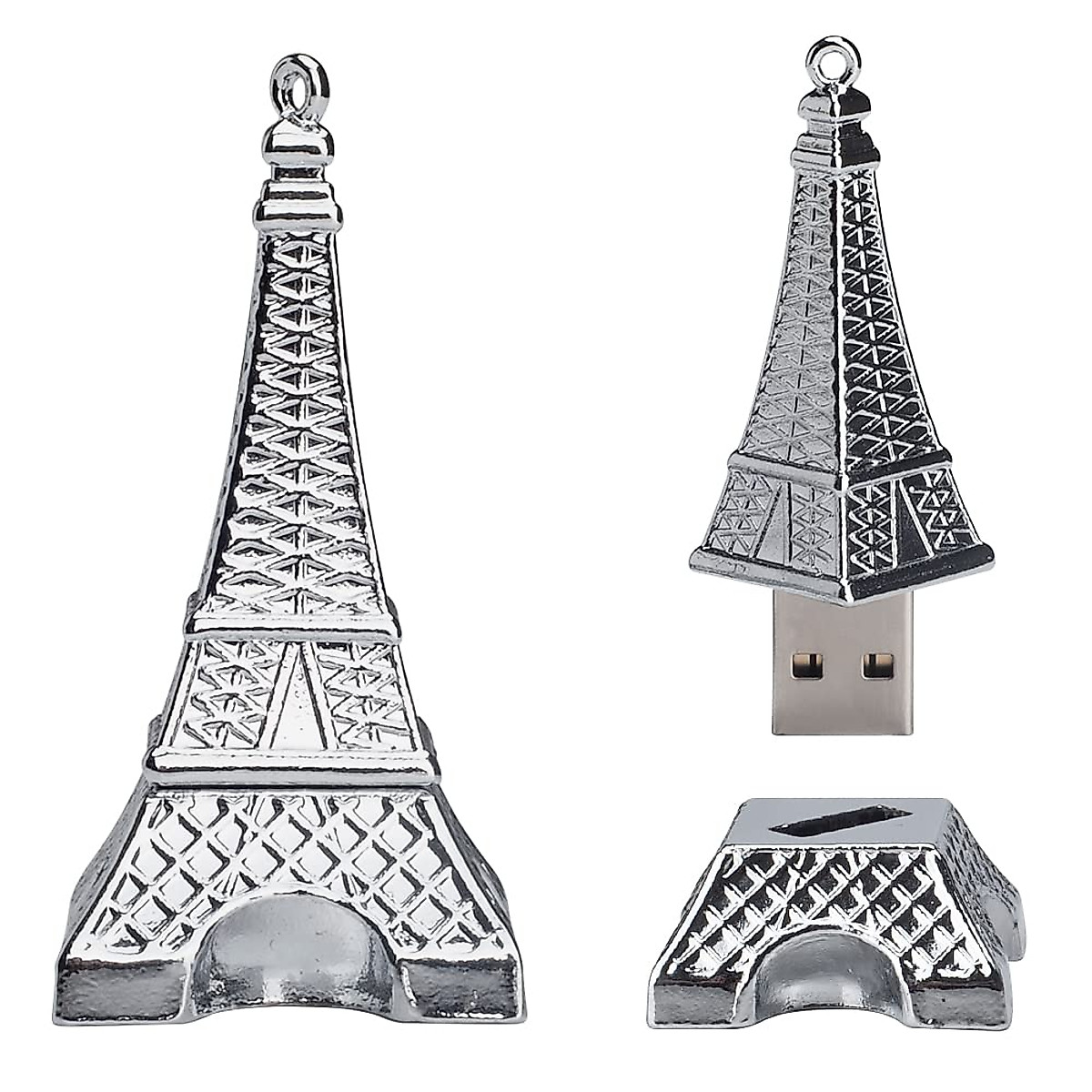 64GB Tower USB Flash Drive with Gift Box, Leizhan Tower Shape Metal Thumb Drive Memory Stick Creative Gift Pendrive Zip Drive, Silver