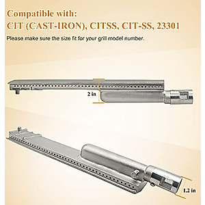Cast Stainless Steel Grill Burner Replacement(4 PCS), SS304 Heavy Duty Outdoor BBQ Gas Grill Burners, Compatible with CIT CITSS CIT-SS 23301 Aussie Bull Jenn-Air Nexgrill TURBO(5-Year Warranty)