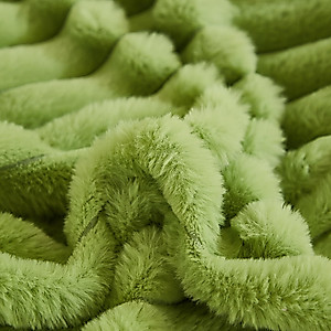 JAUXIO Faux Fur Fluffy Body Pillow Cover Luxury Striped Plush Decorative Body Pillowcase, Ultra Soft and Cozy Zipper Closure 21 x 54 Inches, Apple Green