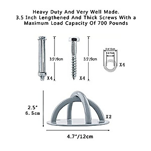 Kesen 2Pcs Wall And Ceiling Mount Bracket For Aerial Yoga Suspension Straps Gymnastic Rings Swings Hammock Resistance Band Battle Rope Mount