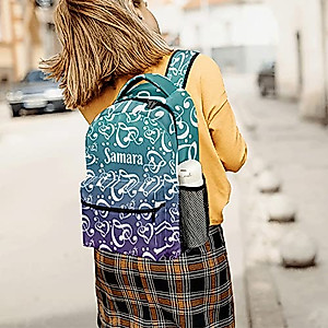 Eiis Purple Teal Clef Hearts Music Notes Personalized School Backpack for Teen Kid-Boy /Girl Primary Daypack Travel Bookbag