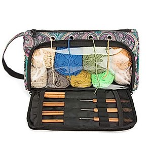 Pacmaxi Yarn Storage Knitting Organizer Carrying Yarn Holder Lightweight Yarn Storage Bag Portable Knitting Organizer for Cotton Yarns, Crochet Hooks, Knitting Needles(Up to 10 Inch)(Bag Only) (Blue)