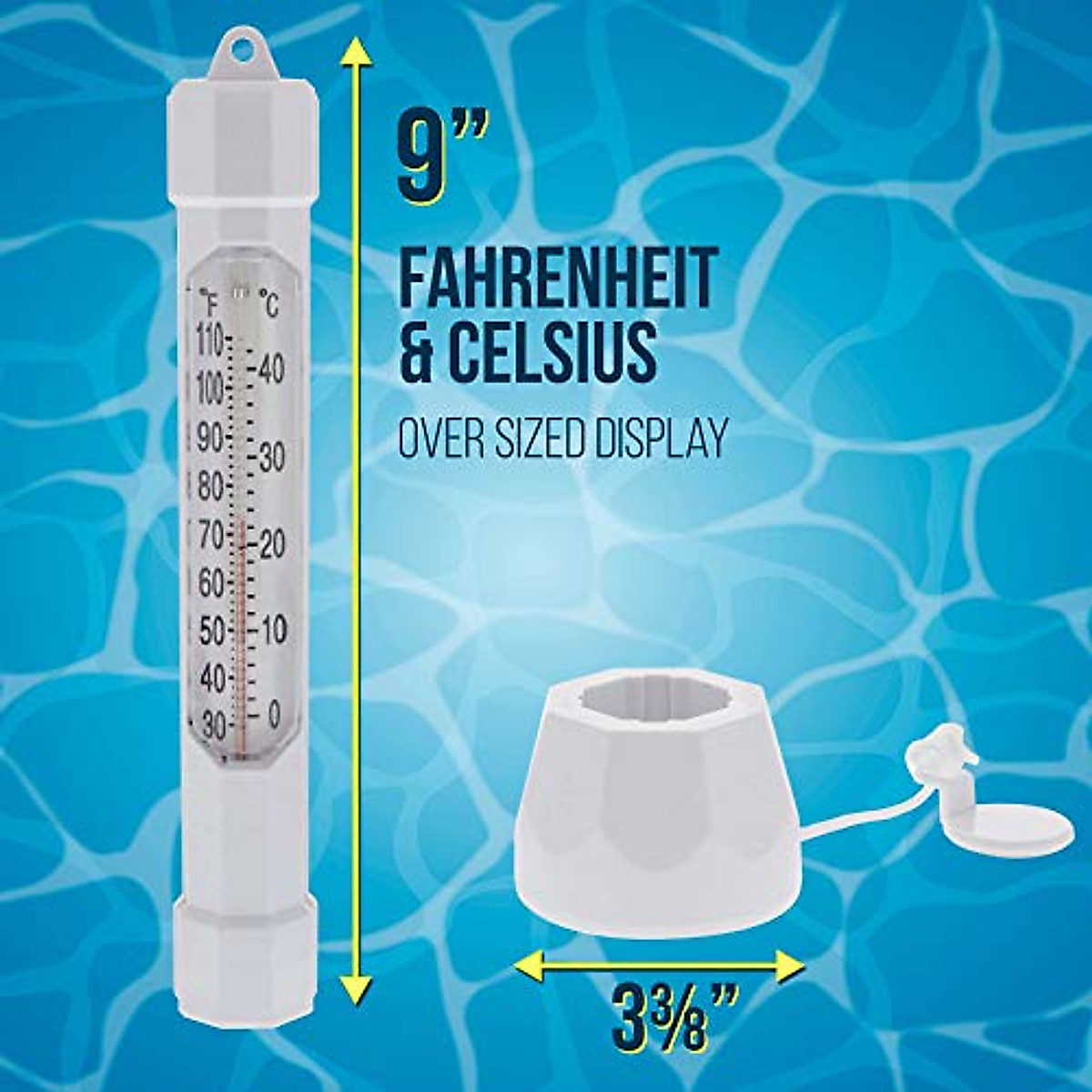 U.S. Pool Supply Floating Buoy Pool Thermometer with Jumbo Easy-to-Read Temperature Display Analog