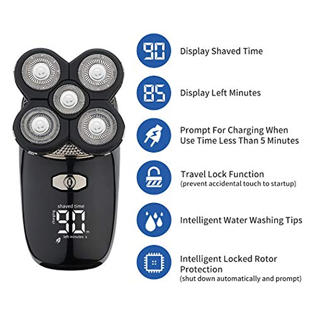 Tiklean Electric Razor for Men Head Shaver for Bald Men Grooming Kit Wet Dry Rotary Shavers Nose Hair Beard Trimmer Clippers Facial Cleansing Brush Cordless Waterproof USB Charging Rechargeable