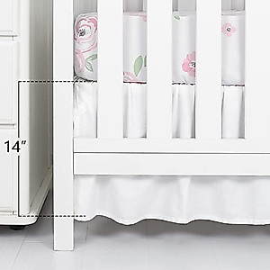 TILLYOU Crib Bed Skirt Dust Ruffle Off White, 100% Natural Cotton, Nursery Crib Bedding Accessory Toddler Bedskirt for Baby Boys Girls, 14" Drop, Off White