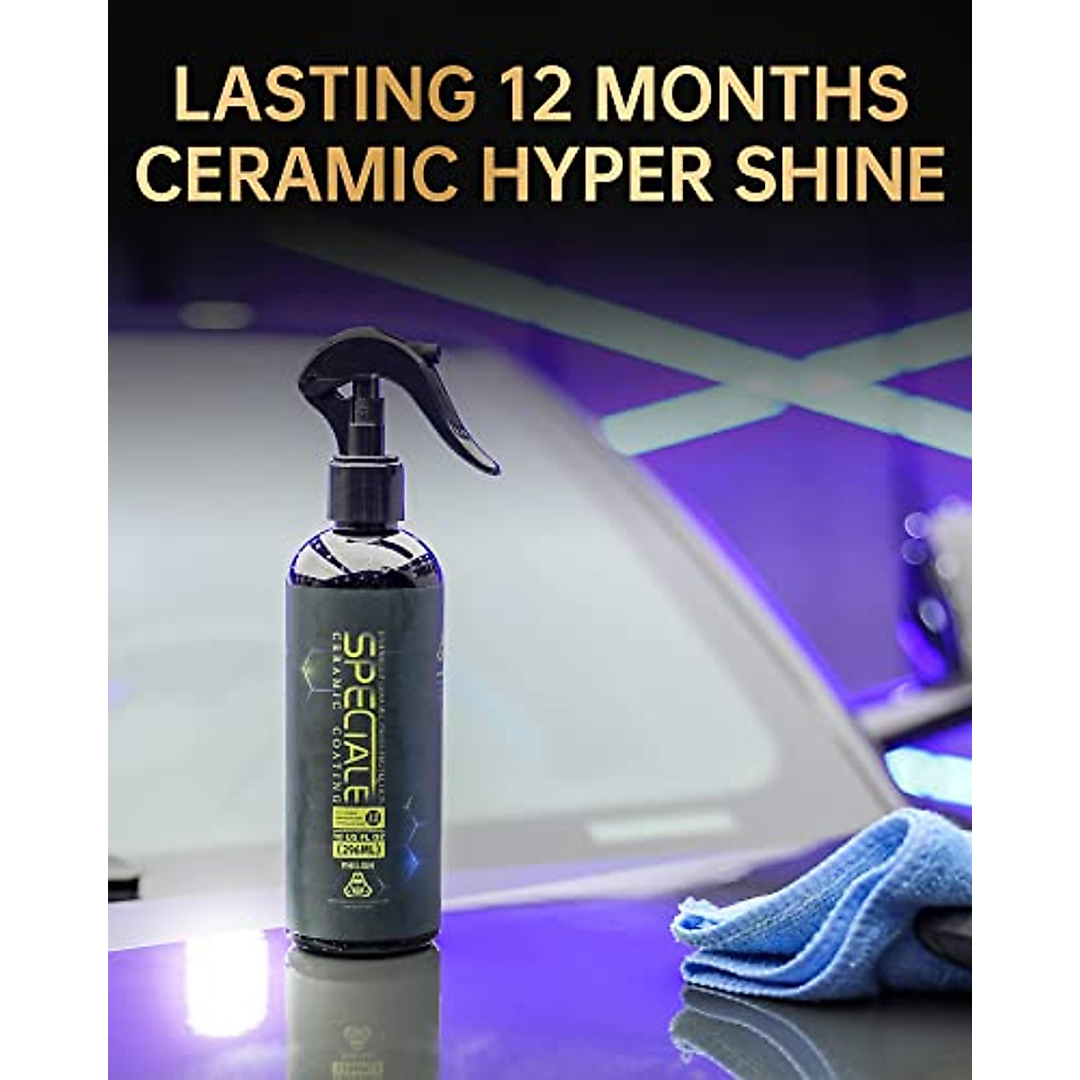 PHILISN Ceramic Spray Coating for Cars (10oz) - SiO2 Nano Technology Quick Coat, High Gloss Hydrophobicty Paint Protection, 12+ Month Lasting Shine, Car Wax Polish for Car Exterior Care