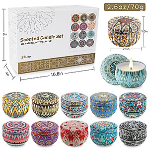 24 Pack Candles Gifts for Women, Cinnamon Apple Scented, 2.5oz Scented Candles with Essential Oils, 480H Long Lasting Aromatherapy Candle Gift Set Soy Candles for Christmas, Anniversary, Thanksgiving