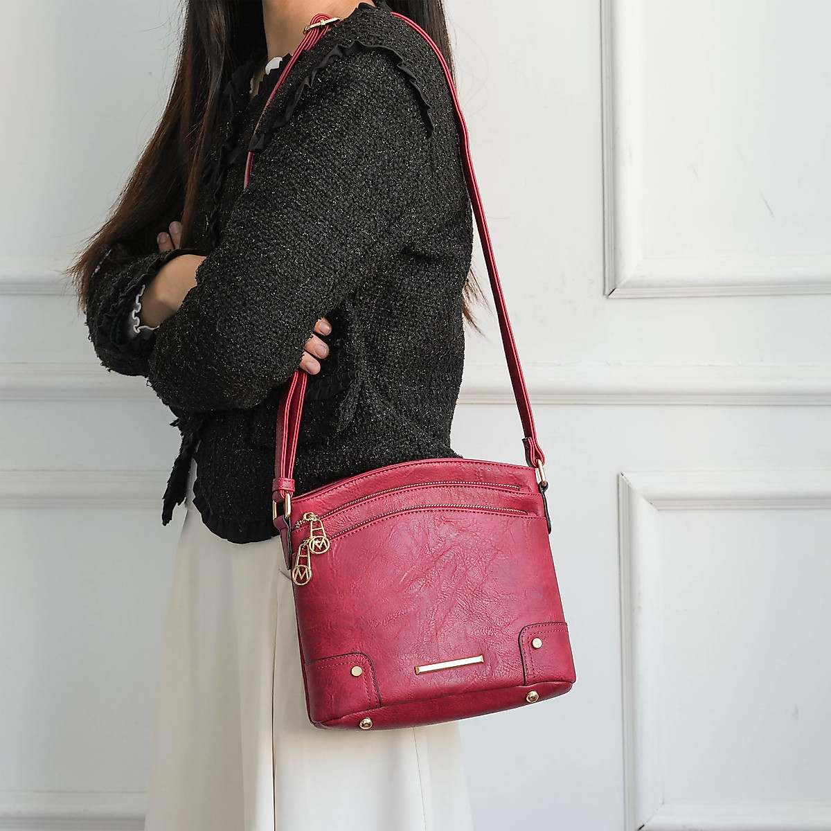 MKF Collection Crossbody Bag for Women, Designer Crossover Lady Shoulderbag Messenger