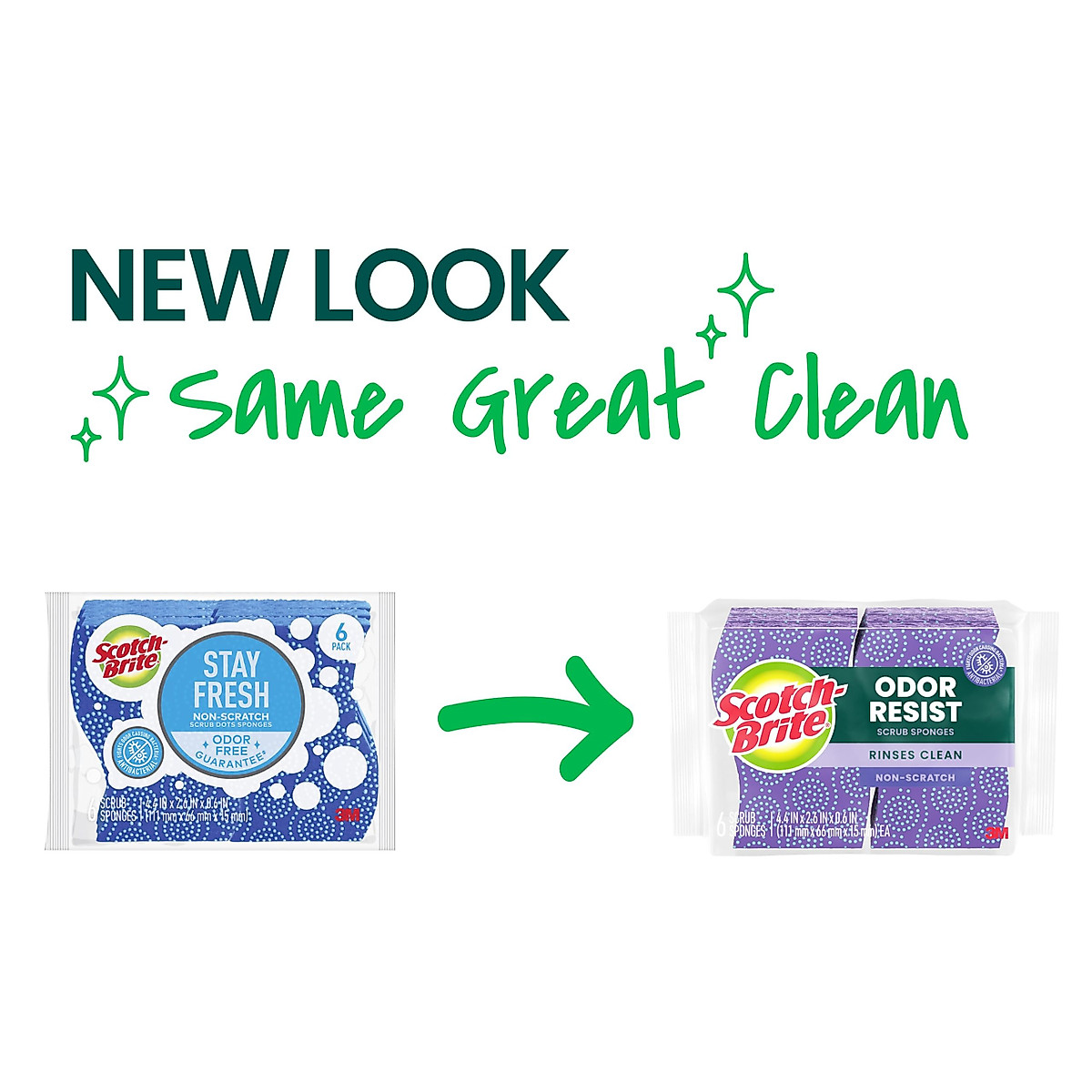 Scotch-Brite Scrub Dots Non-Scratch Scrub Sponge, Rinses Clean, For Washing Dishes and Cleaning Kitchen, 6 Scrub Sponges