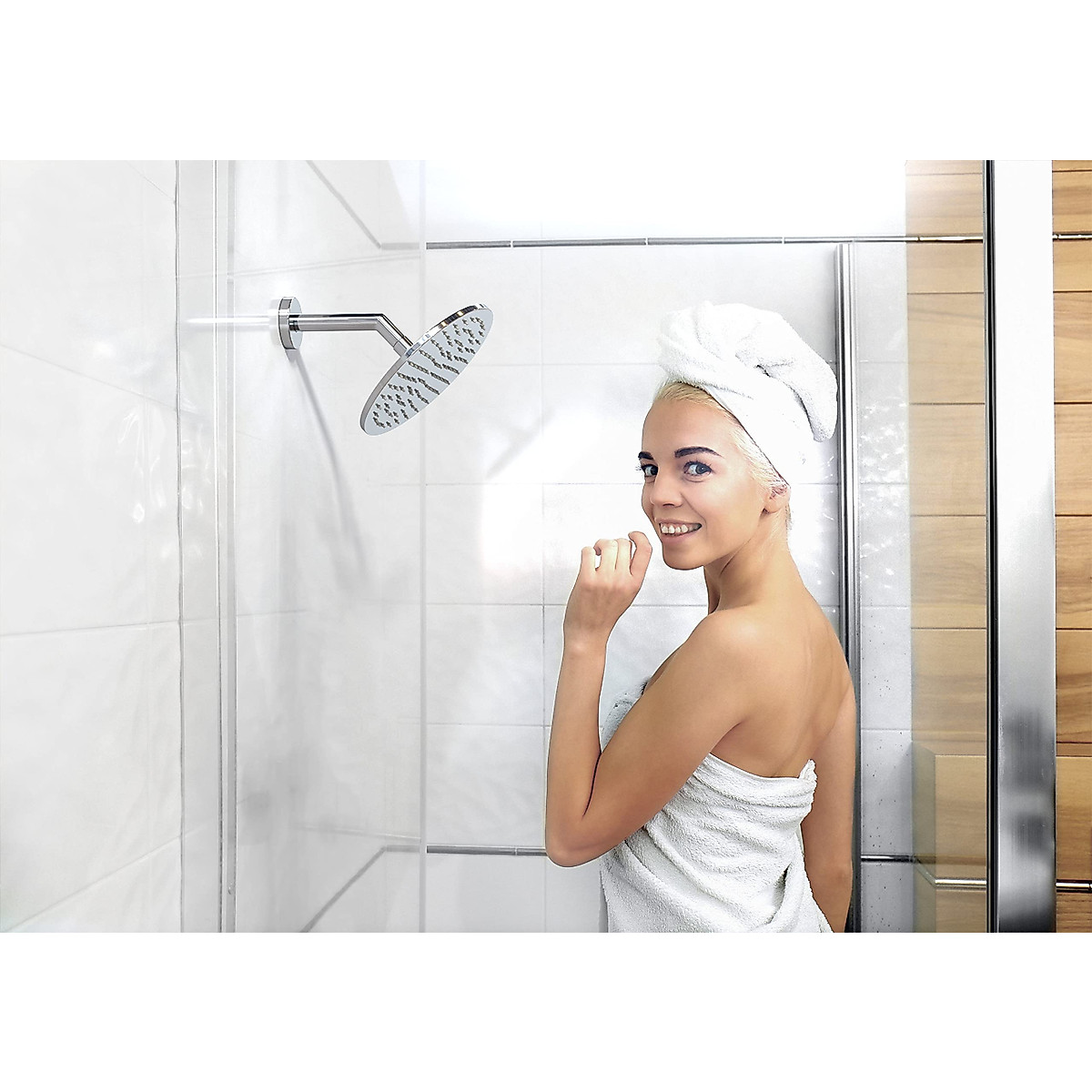 ALL METAL 8 Inch Rainfall Shower Head – CHROME - Shower Head Rainfall - 2.5 GPM High Flow Shower Head Optimized for Pressure – Large Round Rain Shower Heads - Wall, Overhead, or Ceiling Mount