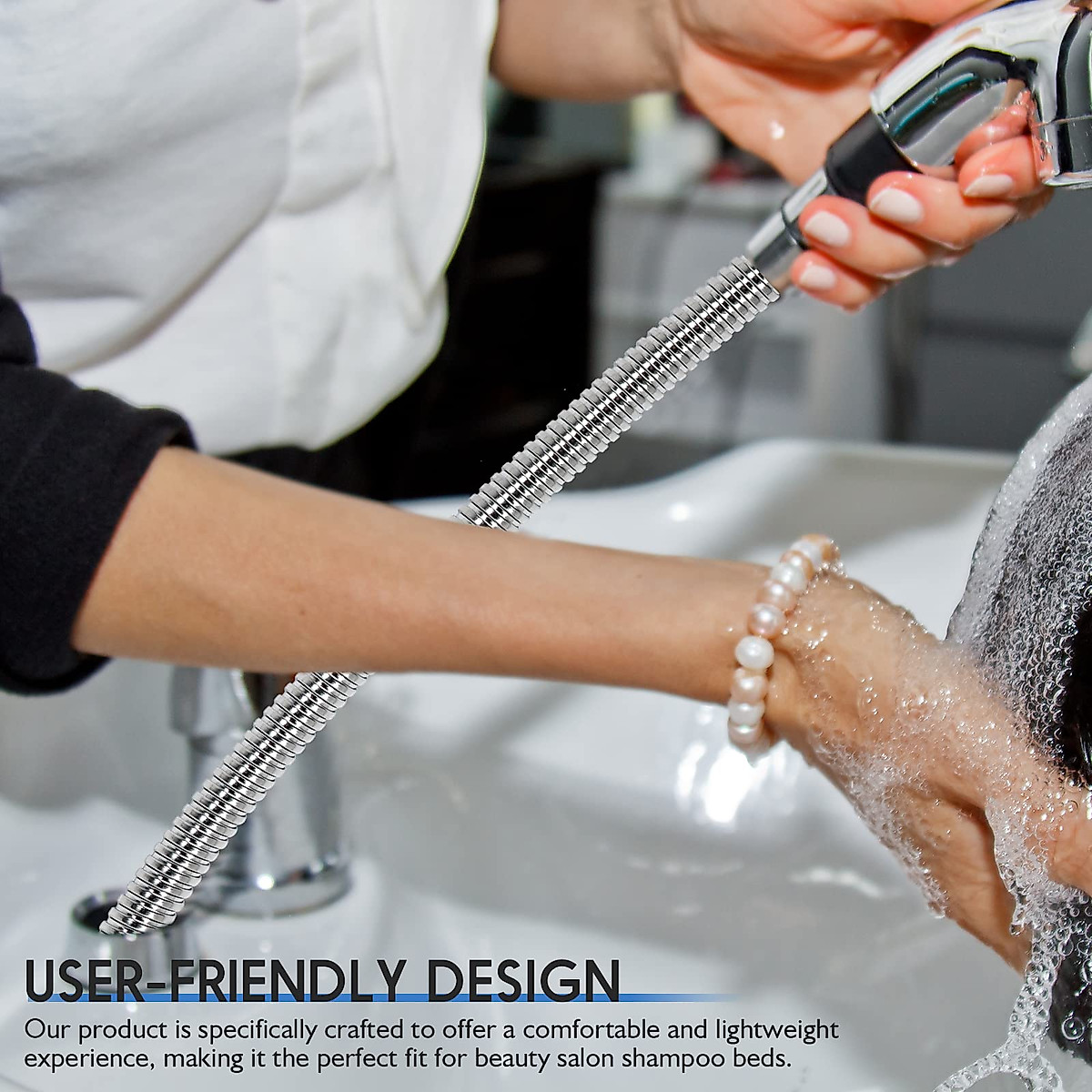 LukLoy 𝟏/𝟐" to 𝟏/𝟒" Nut Stainless Steel Shampoo Bowl Hose for Professional Salon Shampoo Bowl Faucet and Sprayer Head, Sprayer Head Not Included