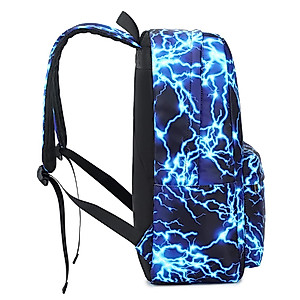 RBYGPL Backpack for Boys Elementary Bookbags Durable Lightweight Teenager Student School Bags Travel Waterproof Starry Lightning (1-Blue Lightning)