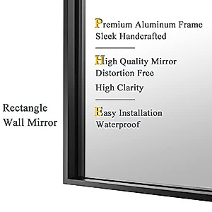 Bonverre 27 x 40 Inch Rectangle Wall Mirror, Aluminum Frame Rectangular Mirror for Bathroom, Vanity, Bedroom, Living Room, Entryway, Wall Mounted Horizontal or Vertical, Black