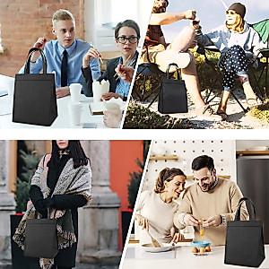 Lunch Bag for Women Men, Insulated Lunch Bag, Large Adult Lunch Box Tote Bag with Interior Pockets, School Lunch Box for Teens Kids, Reusable Portable Lunch Bag for Office, Work,School, Travel, Black