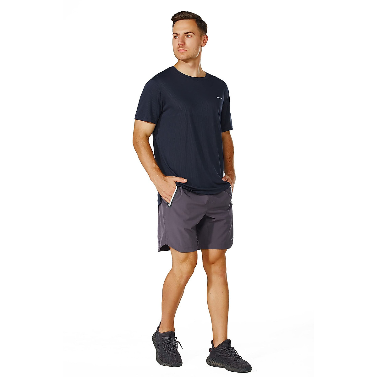 GRAMVAL Men's Crew T-Shirt,Light Weight Dry-Fit Moisture Wicking Active Athletic Performance Dark Navy