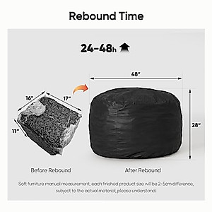 SEASXOLTE 4Ft Giant Bean Bag Chairs for Adults and Teens, Memory Foam Filling, Removable Velvet Cover, Round Sofa Chair for Dorm Room, Bedroom and Gaming Room,Coffee Brown