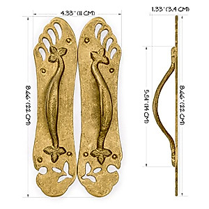 Hardware Philosophy Sandal Brass Cabinet Backplate Strip Pulls Hardware Set 8.7"