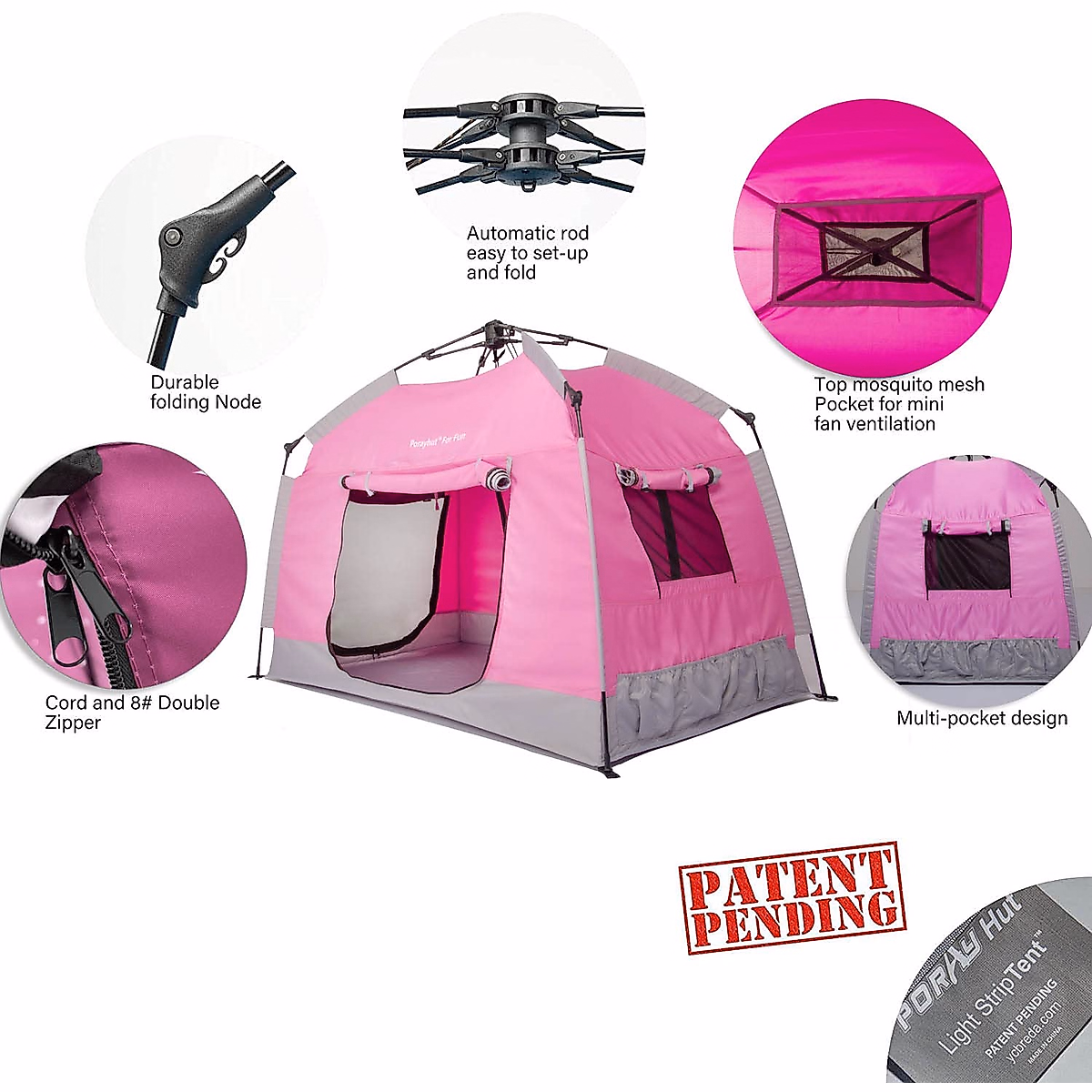 Kids Play Tent-Portable Playhouse Children House -Easy Set up Indoor Outdoor with Carry Bag for Kids-Light Strip Design for Night use -Space for Children and Parents-Birthday